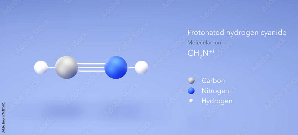 Protonated Hydrogen Cyanide Molecule Molecular Structures Molecular Ion 3d Model Structural