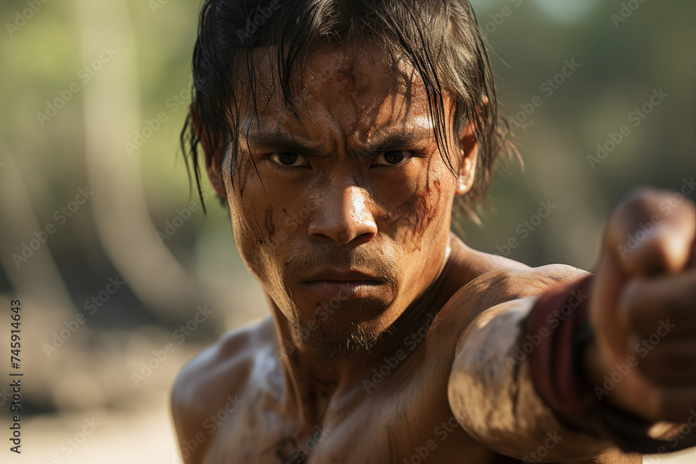 Martial arts skills kung fu attack or self defense made with generative ...