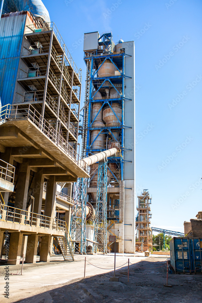 Cement factory. Pipes and compressors, equipment, metalurgy. Modern ...