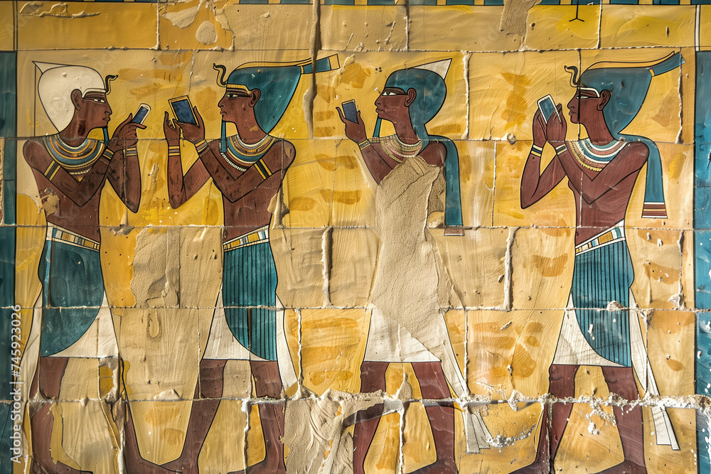 An ancient Egyptian fresco depicting ancient Egyptians using ...
