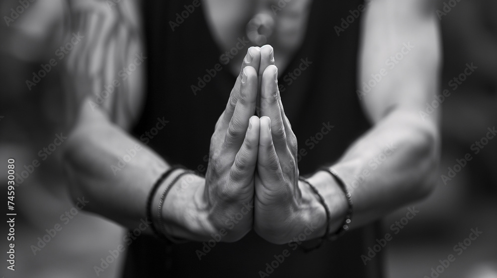 hands clasping together in prayer, a close-up capturing the tender ...