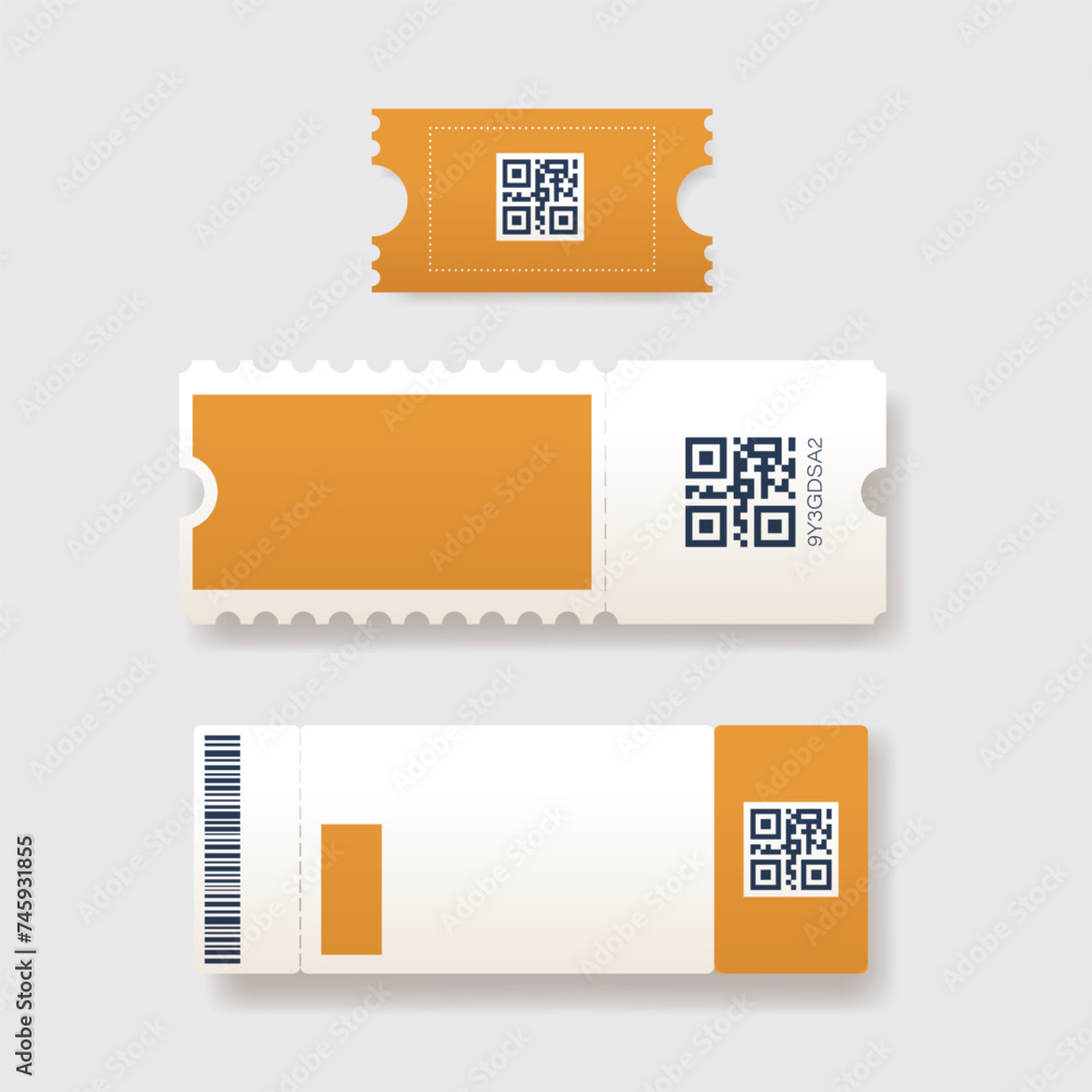 Collection Of Ticket Templates, Set Of Blank Vector Designs For ...