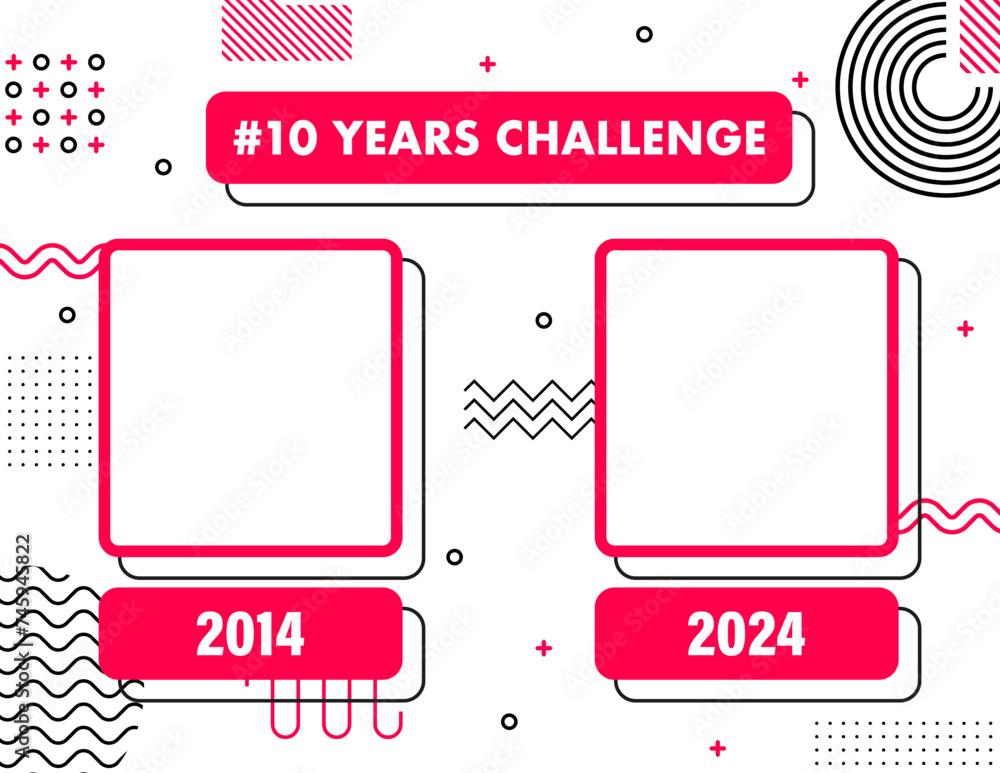 Dynamic 10 Years Challenge Concept with Pink and Black Color Scheme for ...