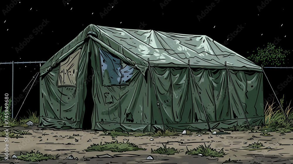 Military Tent Under Starry Night Sky tent, 2d style image landscape ...