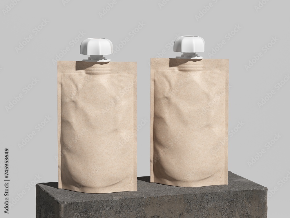 Doy pack with cap mock-up. Doy pack template on studio background ...