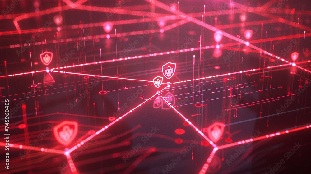 A sleek vector design of a secure network, with interconnected nodes ...