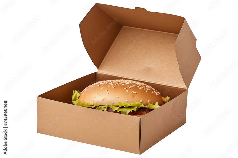 Eco-friendly Opened burger eco box PNG isolated on white and ...