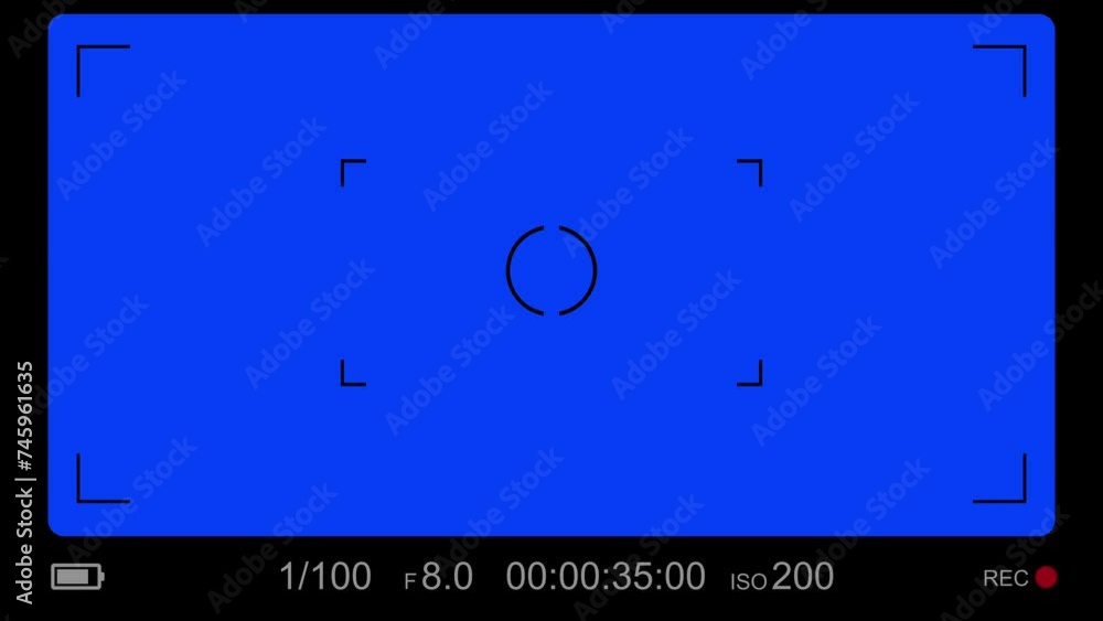 Camera viewfinder recording display and Blue screen background footage ...