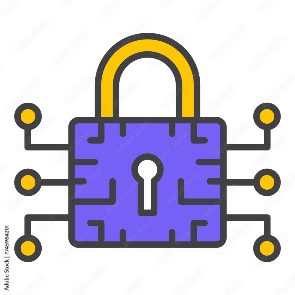 Cyber Security Sticker. Data information protect, digital system safety ...