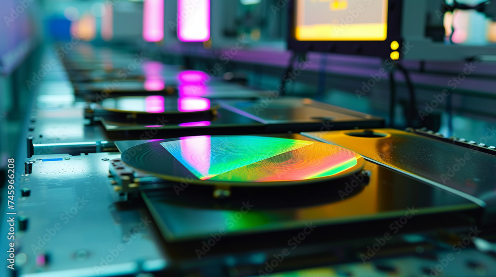 In the dynamic environment of microchip manufacturing, a close-up view ...