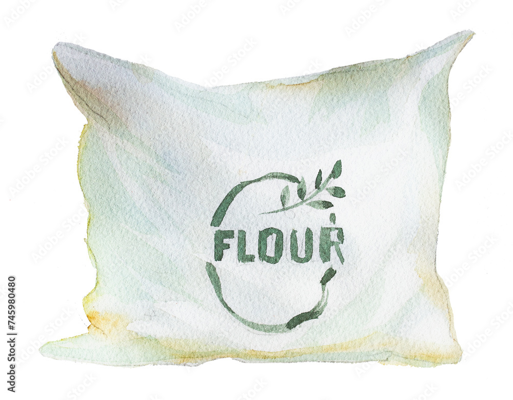 Flour illustration. Backery themed design. Whole grain flour receipt ...