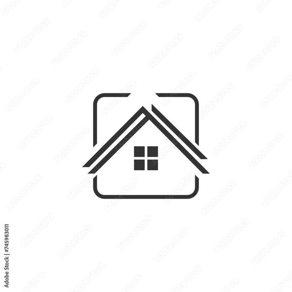 Simple vector illustrations for realtor logo, roof construction and ...