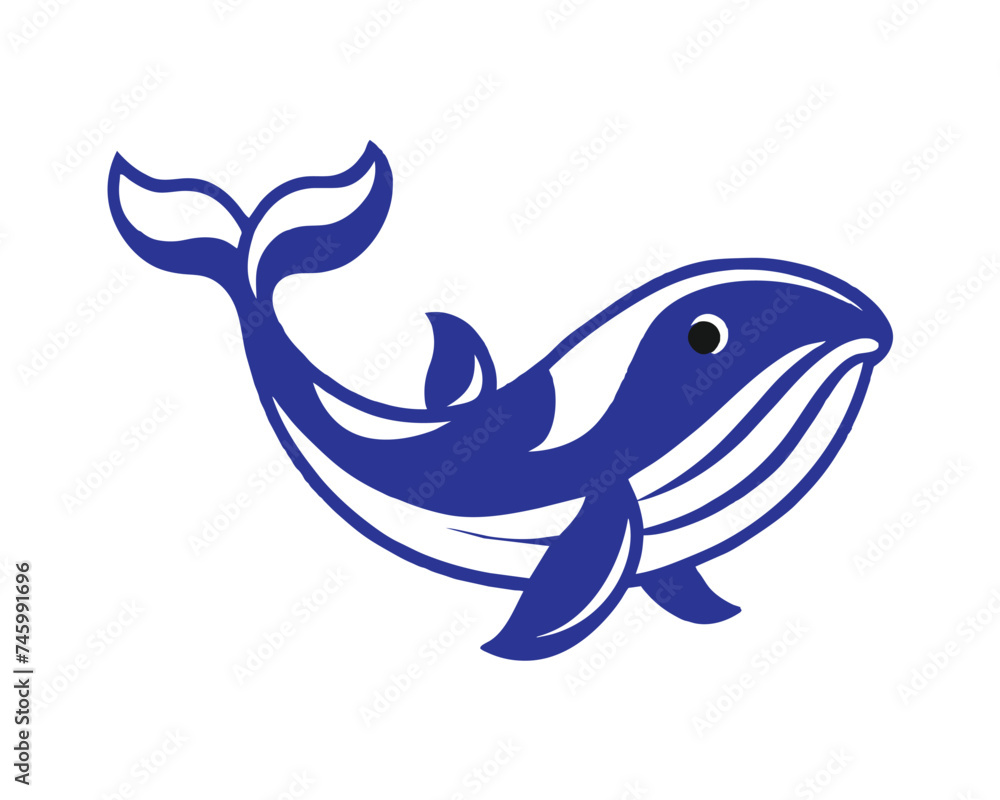 awesome blue whale logo illustration, blue whale in sea logo design ...
