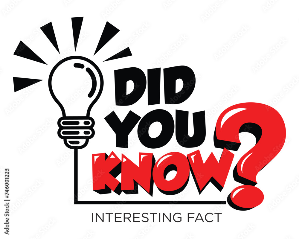 Did You Know label design with light bulb and rays. Vector on ...