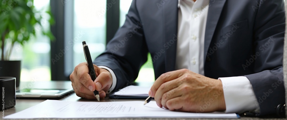 Astute Businessman Guides Client Through Document Signing Process ...