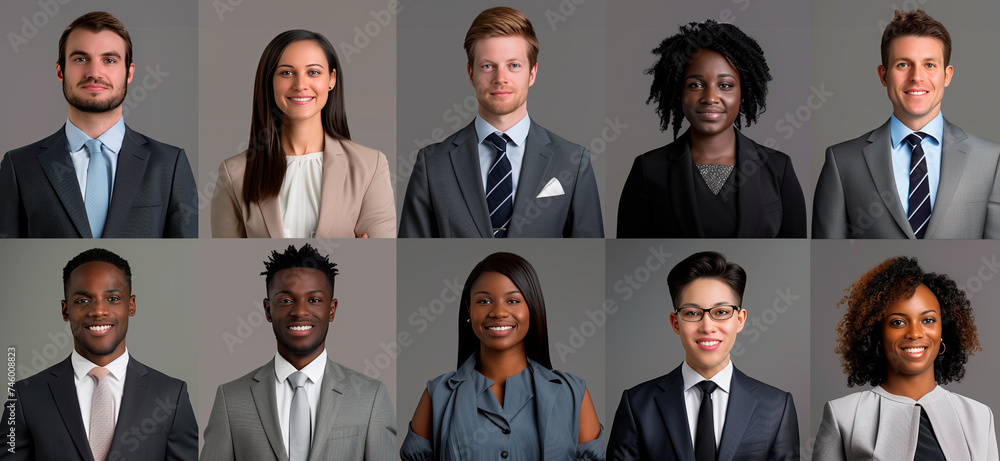 Diverse Group of Professionals in Formal Attire. A collage of diverse ...