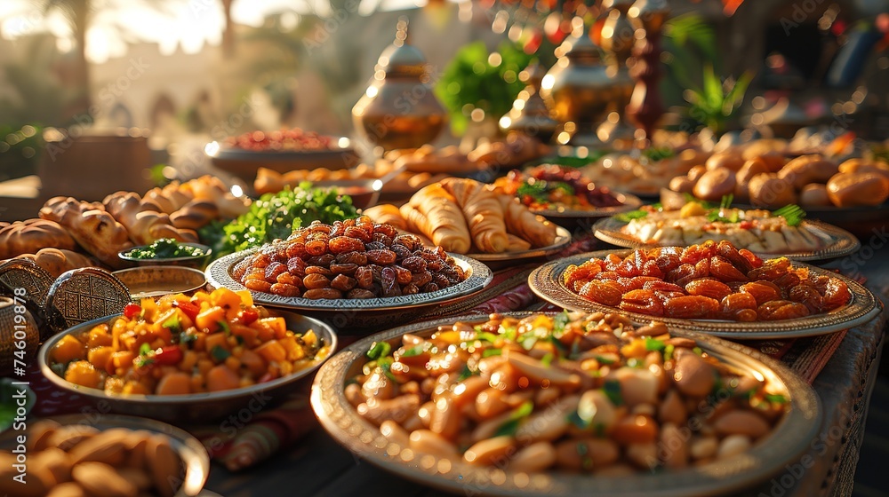 Foto de Sumptuous Spread Of Traditional Arabic Food Served During ...