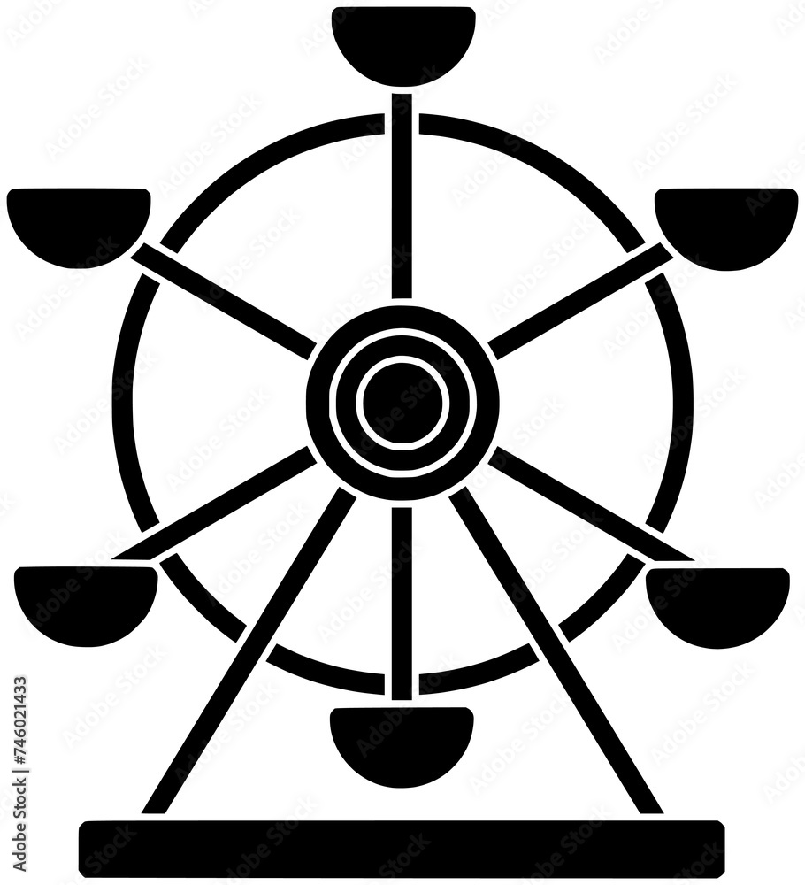 amusement illustration carnival silhouette fun logo ferris icon park ...