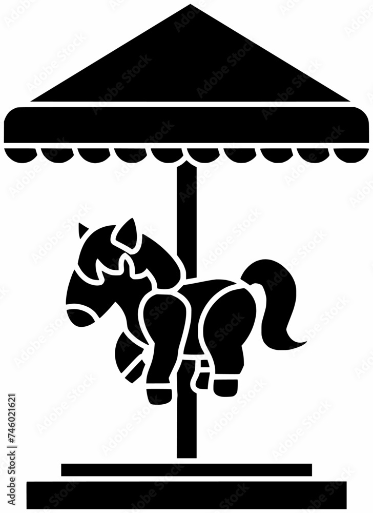 amusement illustration carousel silhouette leisure logo horse icon fair ...