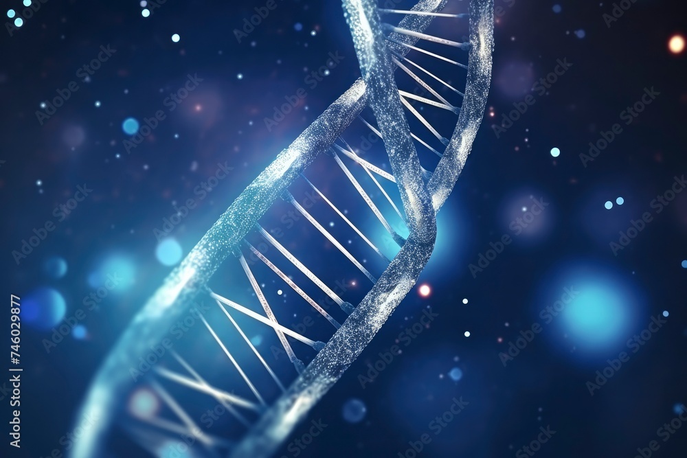 Human DNA helix. Abstract medical blue background. Medicine, genetics ...