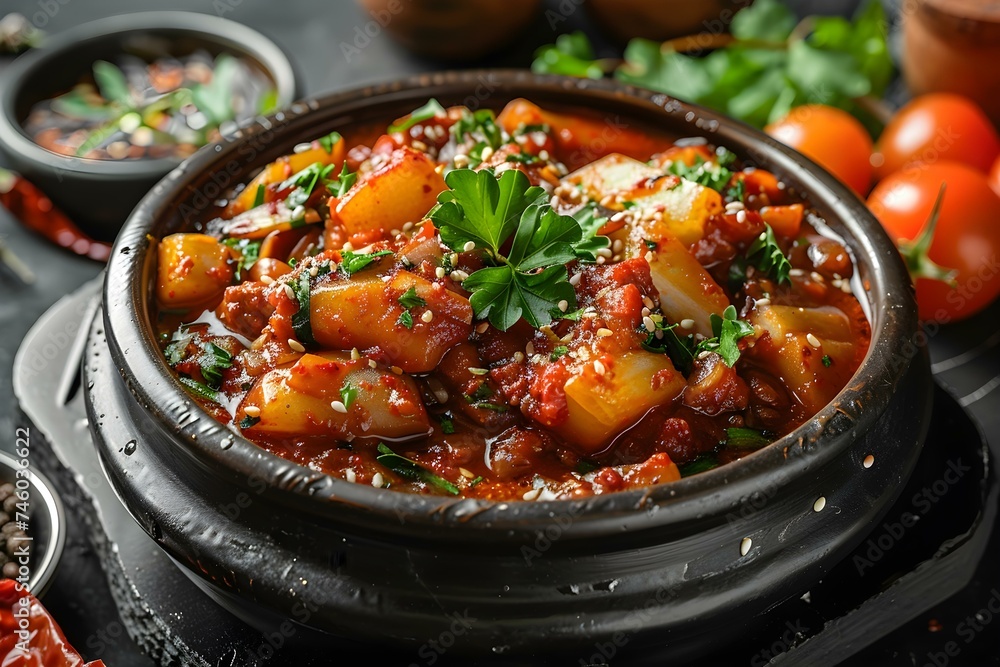 Ganjang Gejang on a black background top view Korean Cuisine. Concept ...