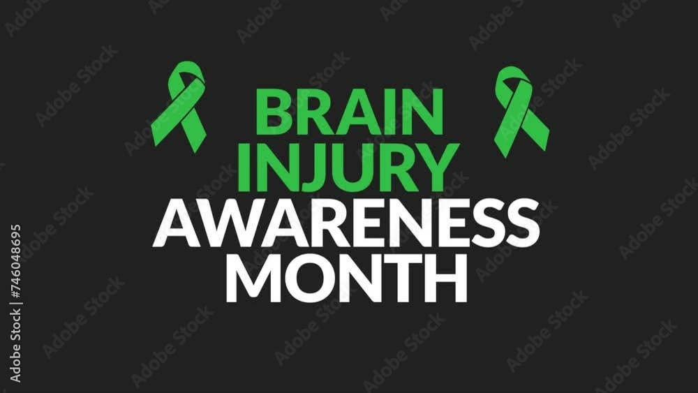 Brain Injury Awareness Month Text Animation with ribbons background for ...