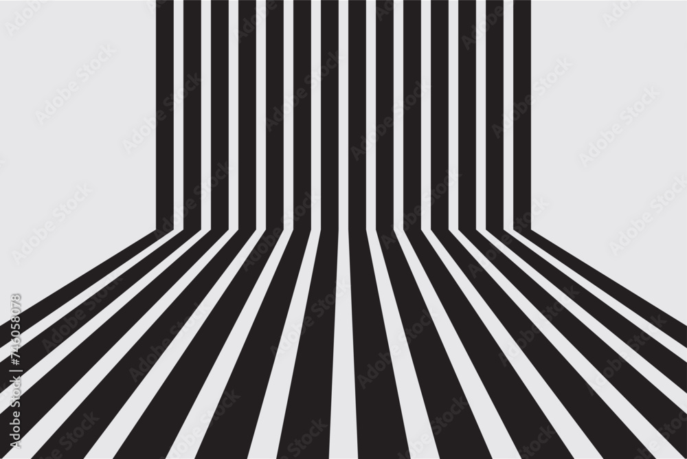 Black and white parallel stripes background like 3D form. Room interior ...