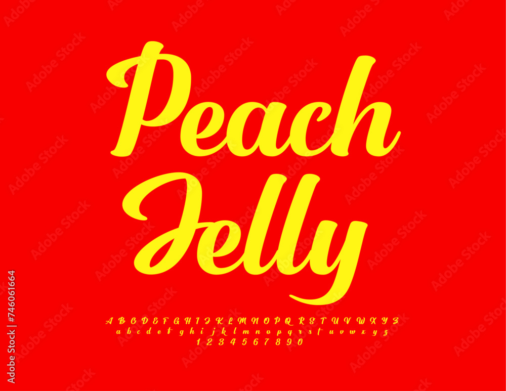 Vector sweet logo Peach Jelly. Beautiful Cursive Font. Modern Stylish ...