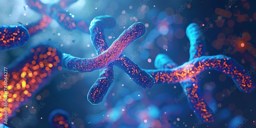 Digital illustration DNA structure in colour background with bokeh effect 3D rendering Stock ...