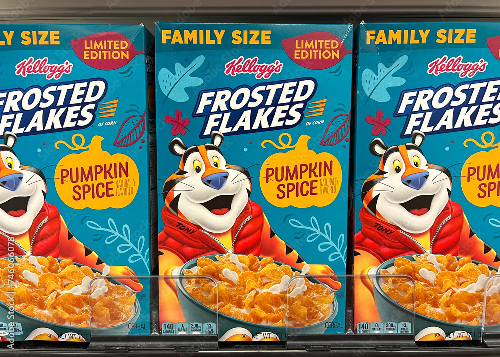 Oakland, CA - Jan 8, 2024: Limited edition Box of Frosted Flakes cereal ...