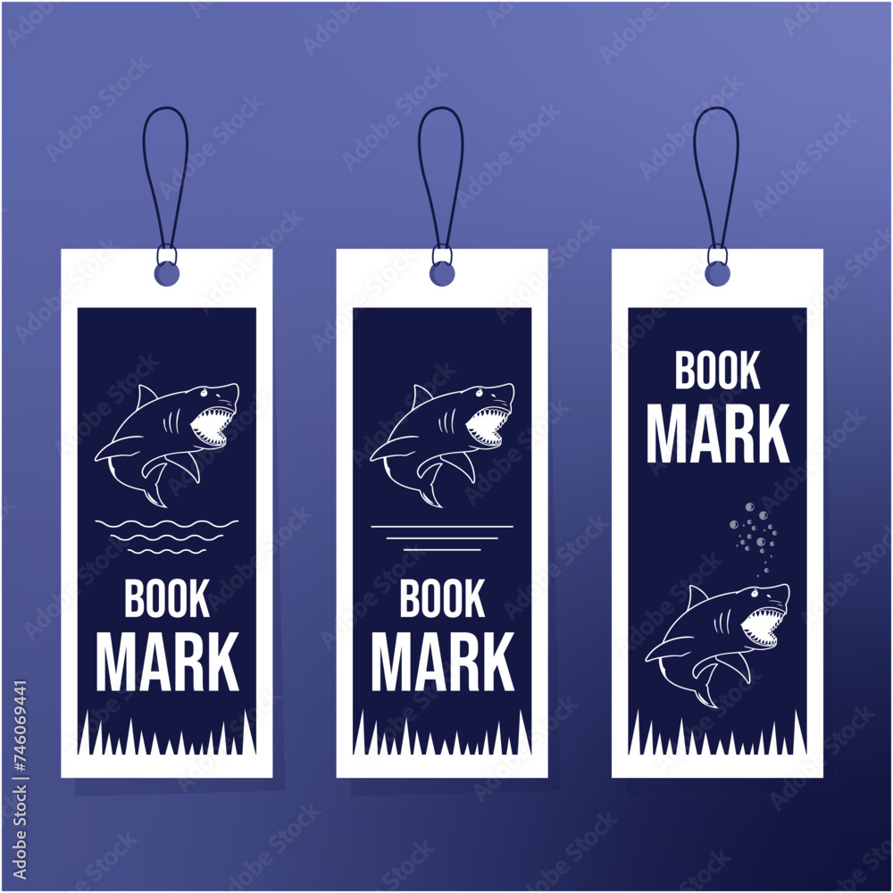 Midnight Blue color bookmark layout design, Simple bookmark design with ...