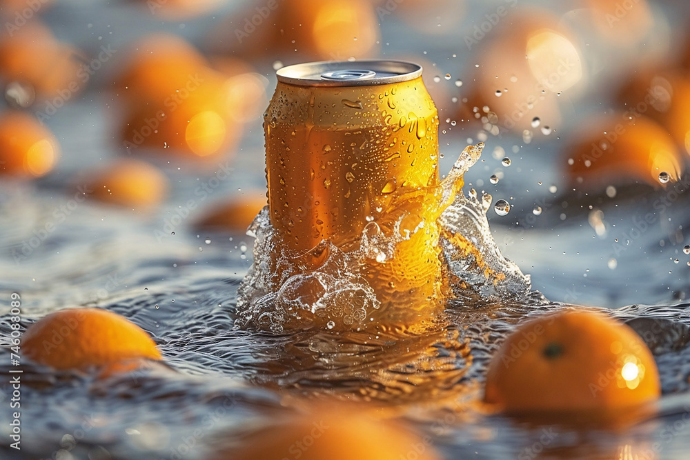 can mockup, beverage mock up with fruits background, soda can mockup ...