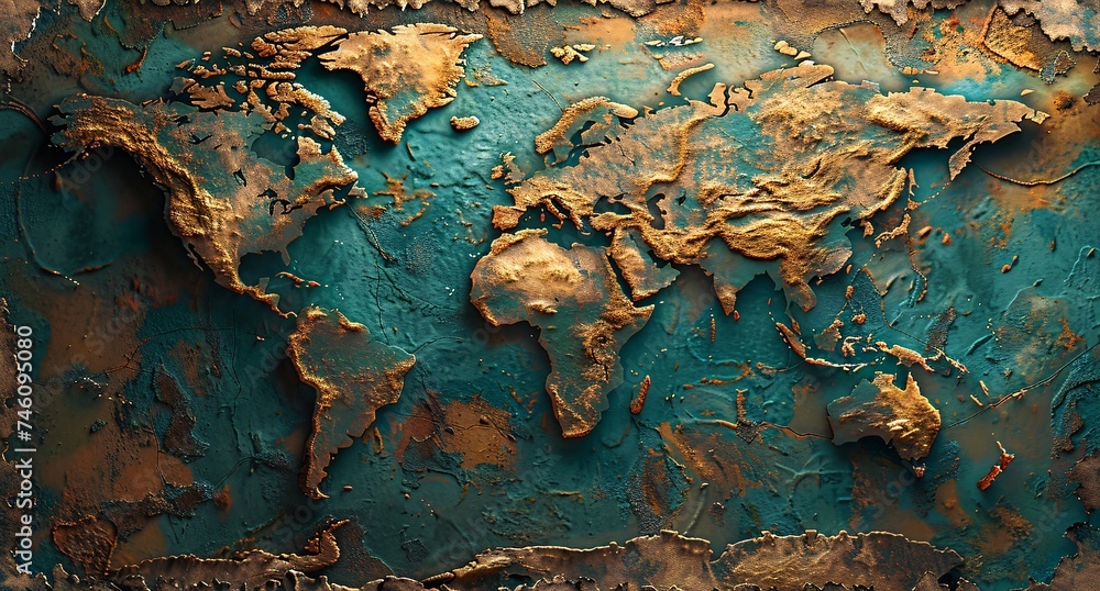 3D world map illustration Stock Photo | Adobe Stock