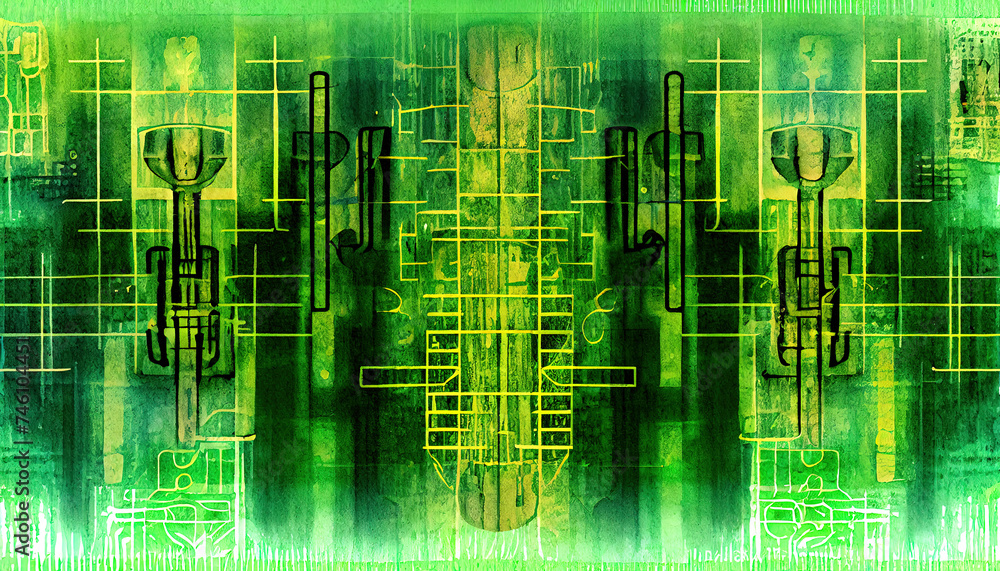 Matrix hieroglyphs backdrop. Ai render Stock Illustration | Adobe Stock