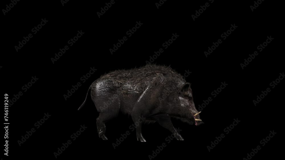 Stockvideon 3D wildlife Boar walking with cycle view, 4k animation on ...