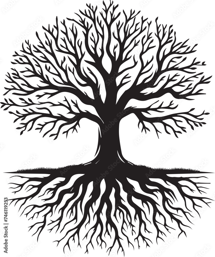 Tree With Roots Silhouettes EPS Tree With Roots Vector Tree With Roots ...
