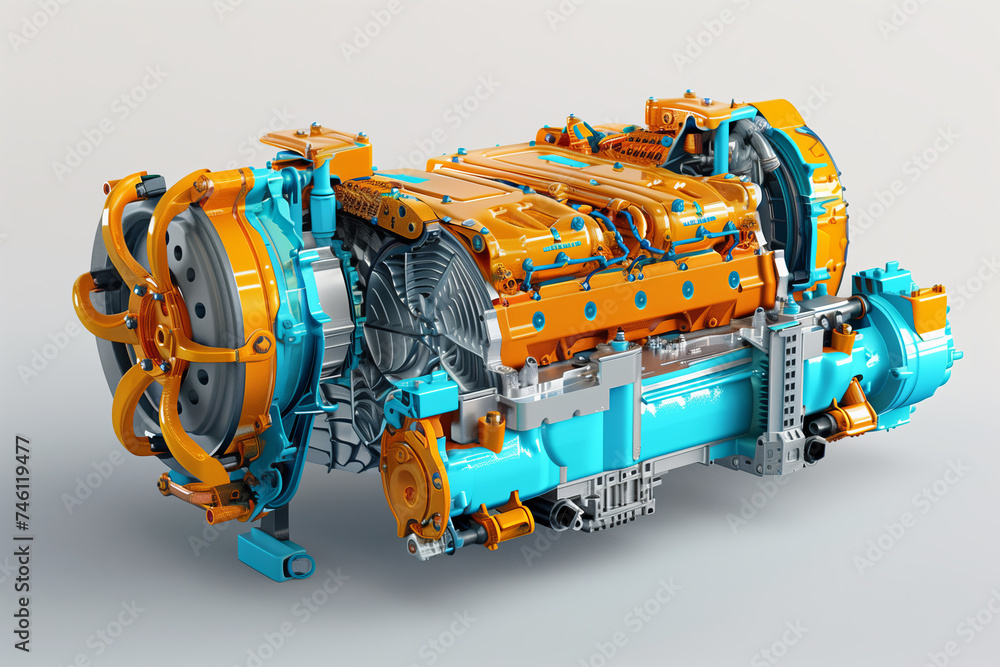 Detailed Electric Vehicle Powertrain and Transmission System Stock ...