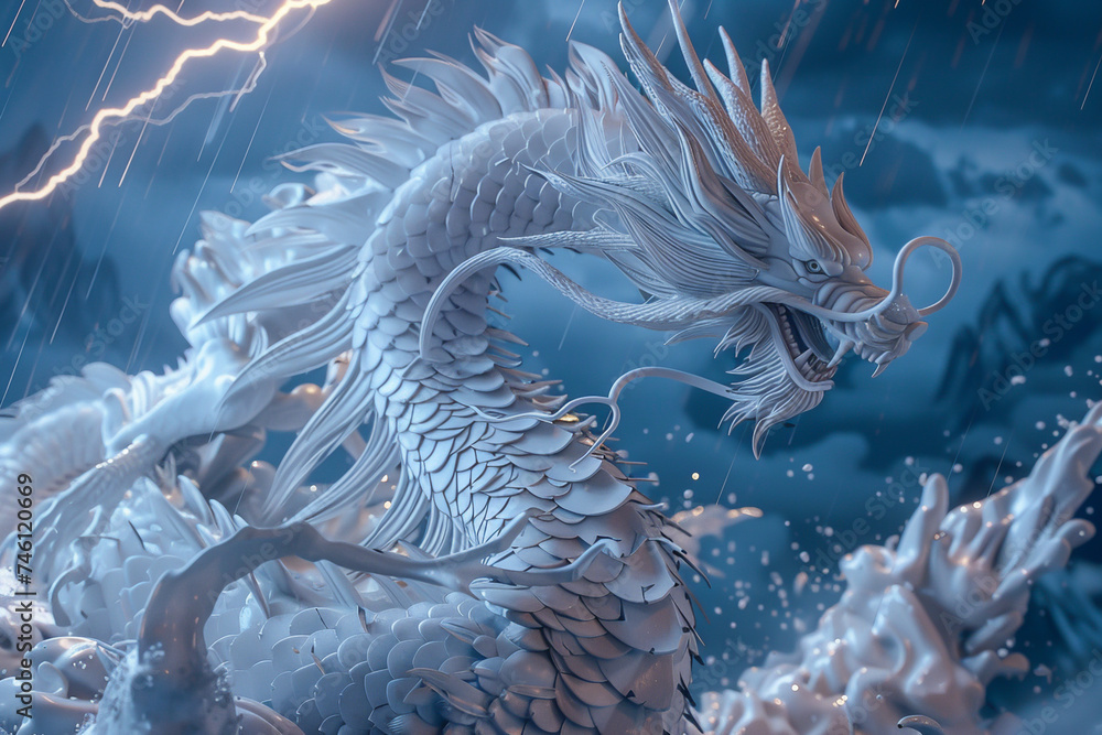 3D render of a dragon and lightning bird amalgamation with detailed ...