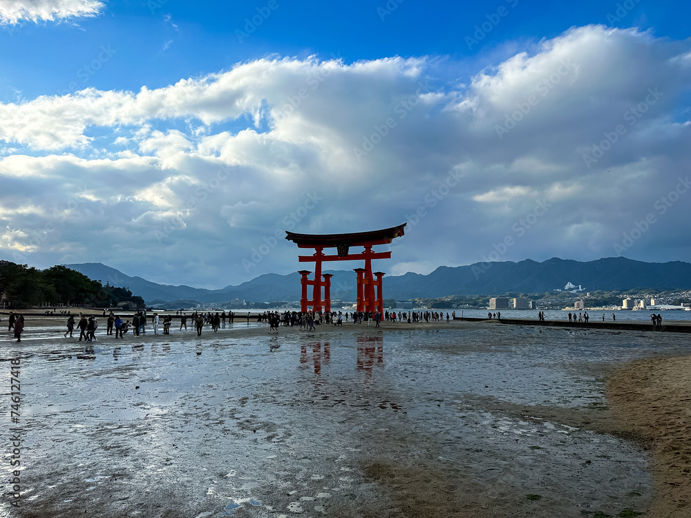 Miyajima, Itsukushima island, Japan - 12.11.2023. Tourists visiting the ...
