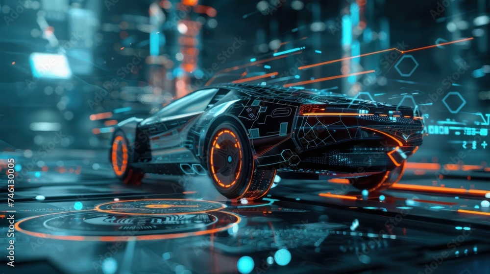 A futuristic vehicle integrated with a Graphical User Interface (GUI ...