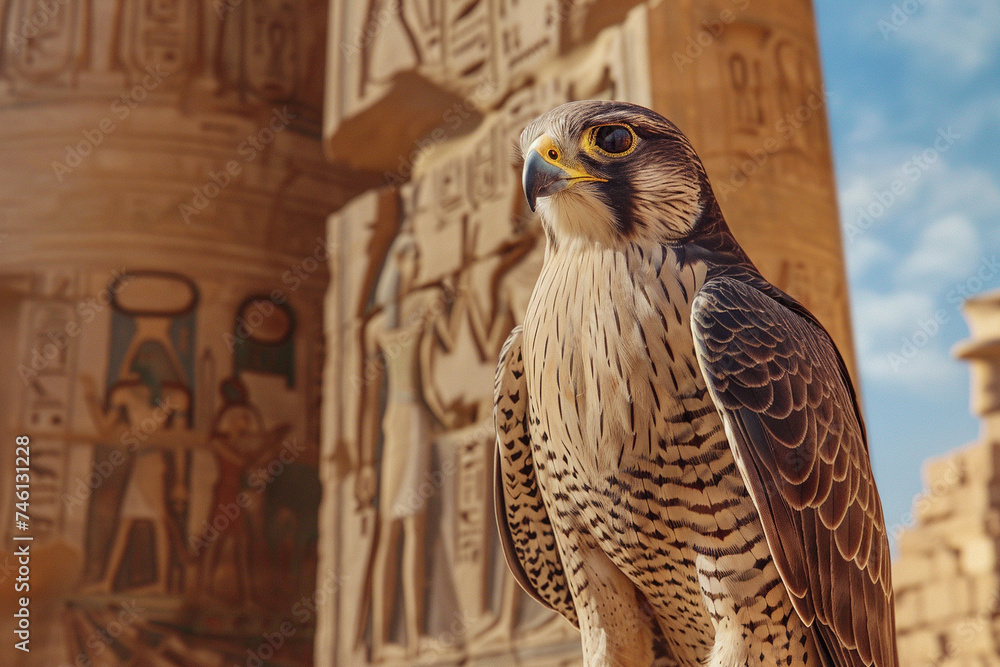 Capture the grace and power of a falcon, with a nod to its significance ...
