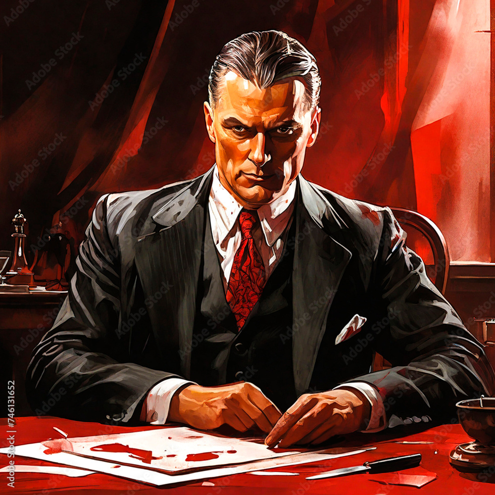 Evil criminal male from a crime novel, for mystery book cover. Stock ...