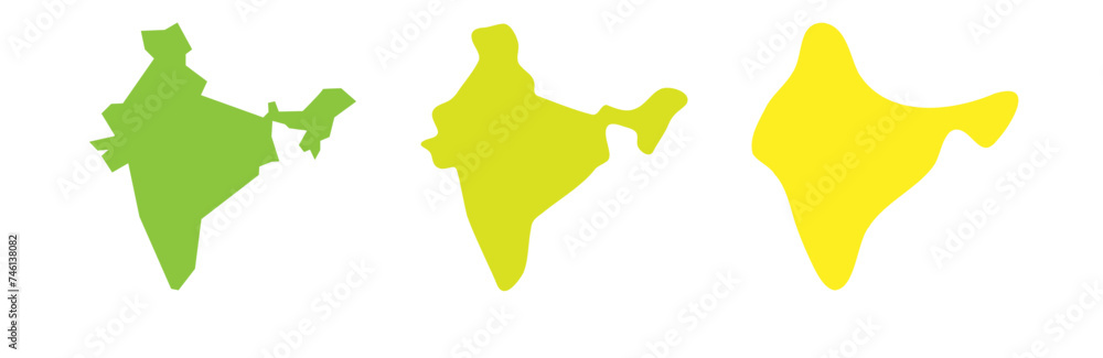 India country black outline and colored country silhouettes in three ...