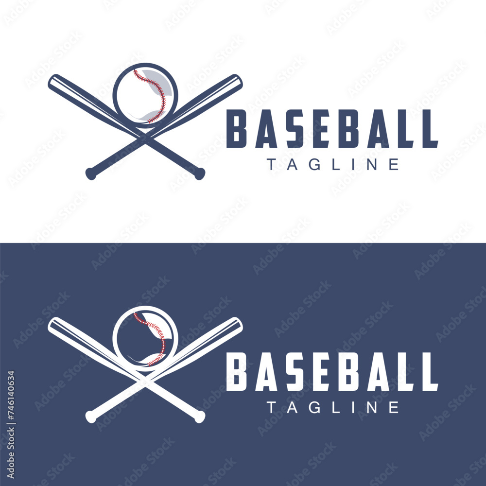 Modern vector baseball logo baseball softball sport simple bat and ball ...
