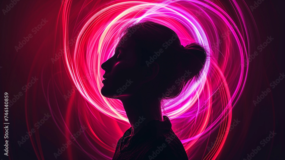 Electromagnetic field around man woman person, combination of invisible ...