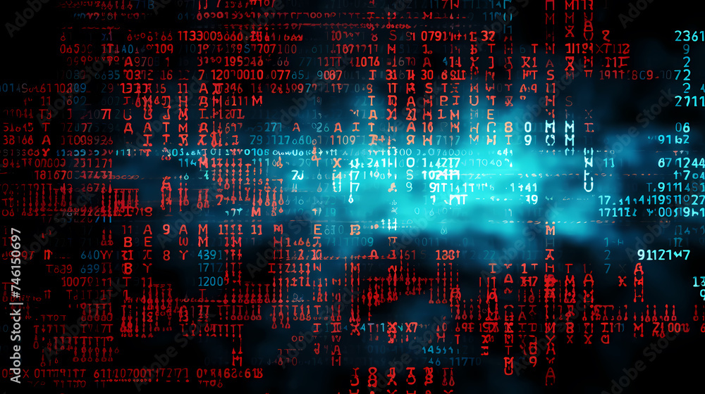 Abstract terminal display with line of code, warning and exclamation ...