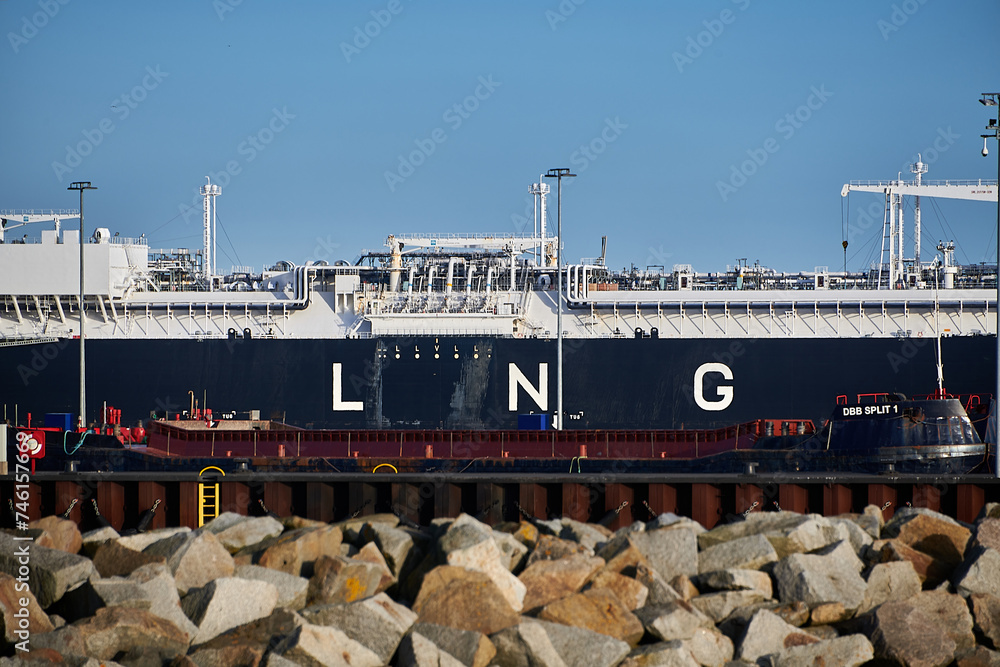Mukran/Germany: 02-24-2024 Energos Power - LNG Offshore Support Vessel, IMO 9861809 on arrival ...