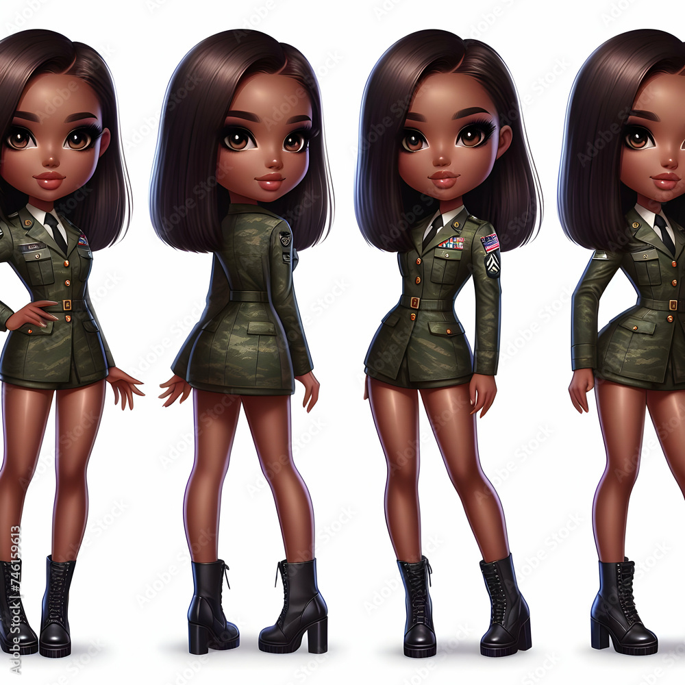 Black chibi woman, cute chibi, chibi girl Stock Illustration | Adobe Stock