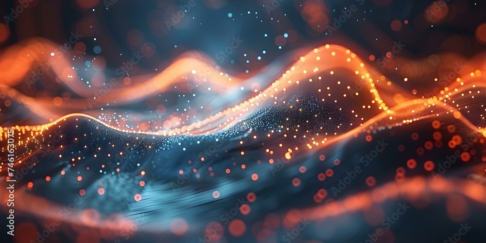 Dynamic Tech Background: Moving Dots and Wave-Like Particles for Seamless Design. Concept Tech ...