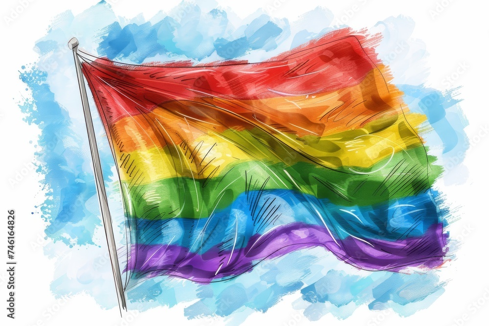 LGBTQ Pride tropical rainforest. Rainbow egogender colorful aquamarine ...